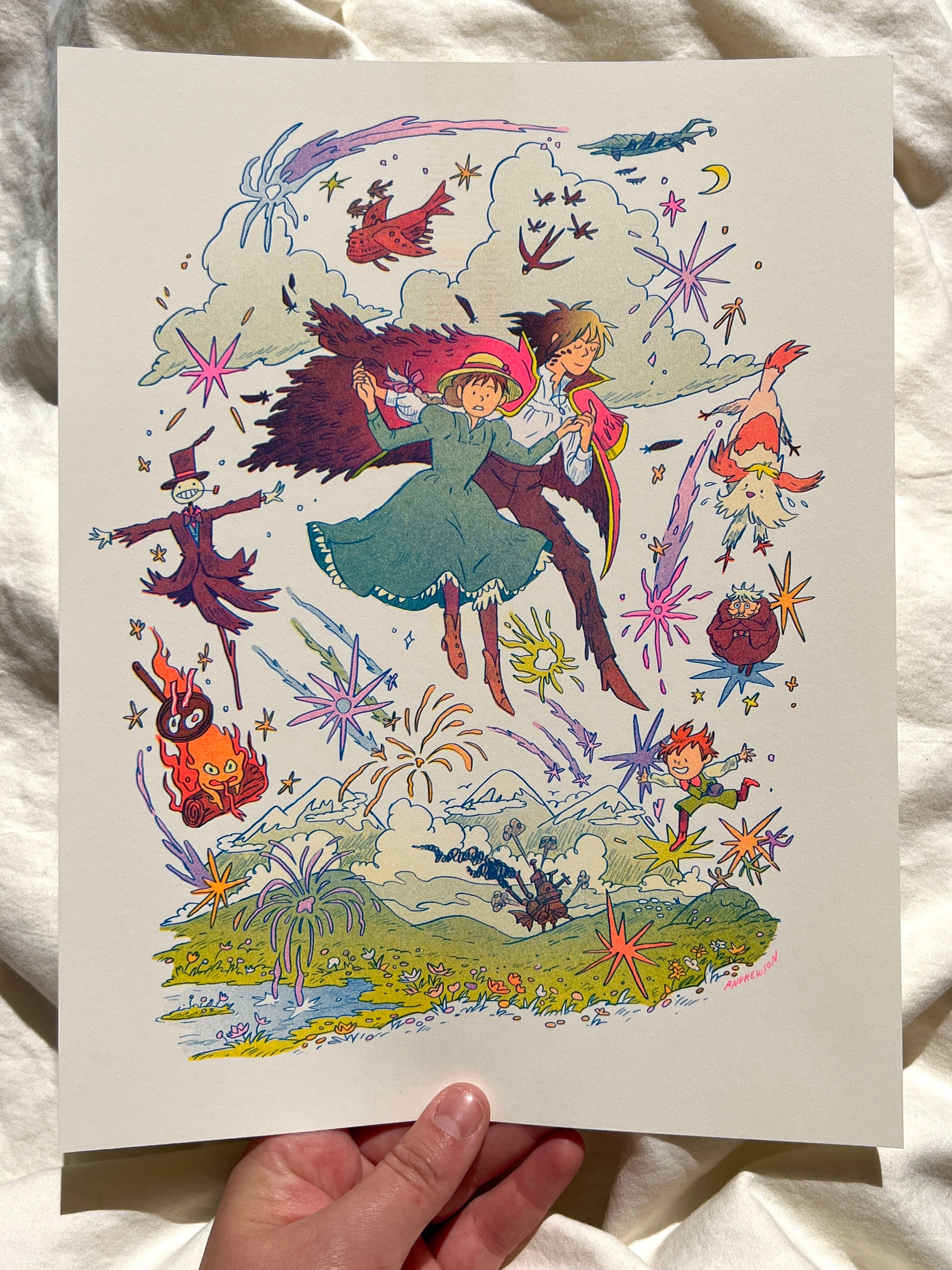Howl's Moving Castle Small Riso Print – natalie andrewson