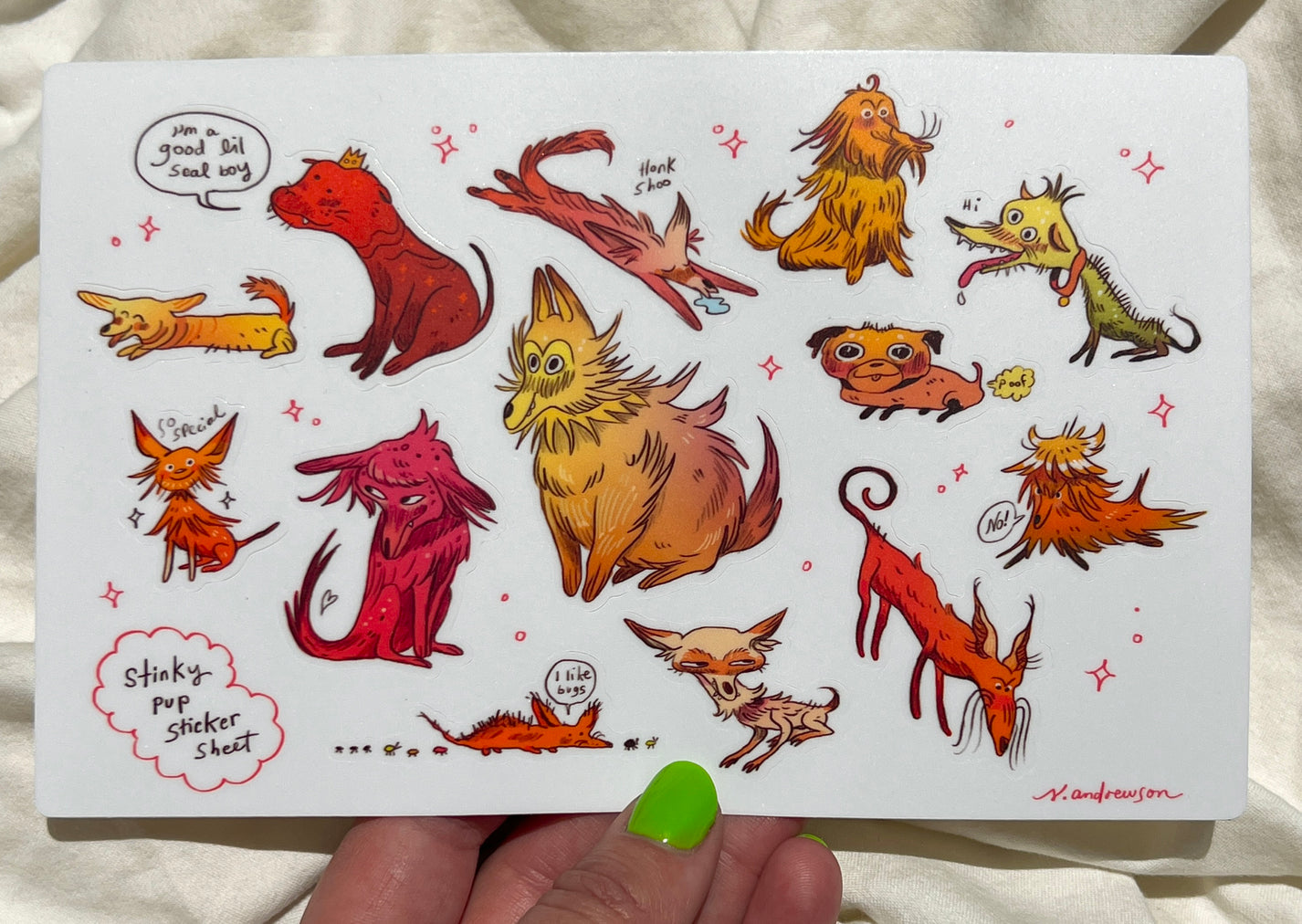 Stinky Pup Sticker Sheet – natalie andrewson