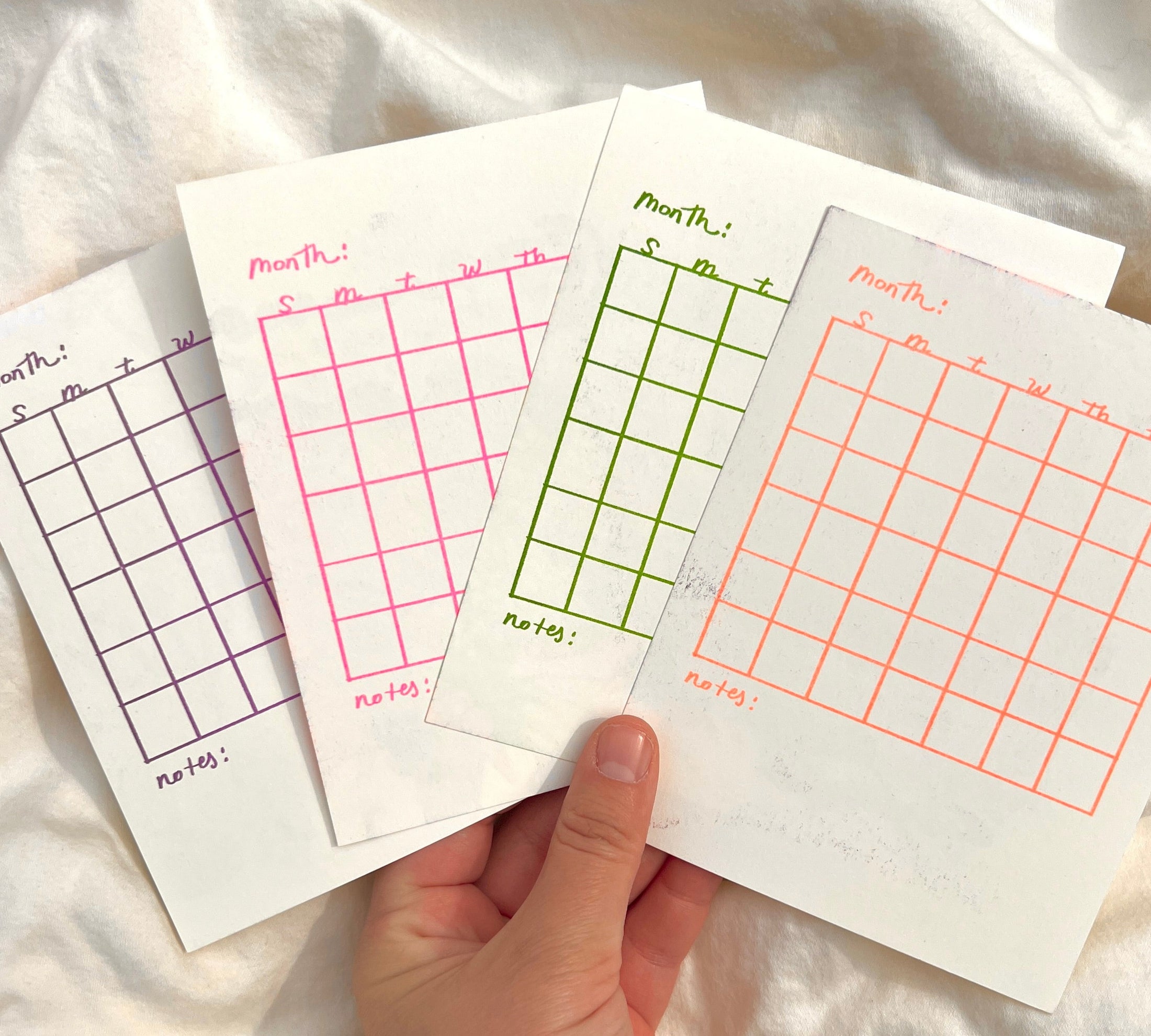 Bad Riso Print Blank Calendar Sheets x 12 – natalie andrewson